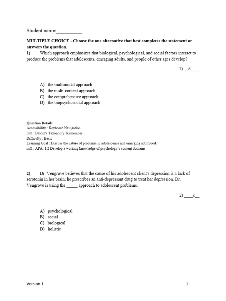 Chapter 13 Problems in Adolescence and Emerging Adulthood - Version1 | PDF | Adolescence ...