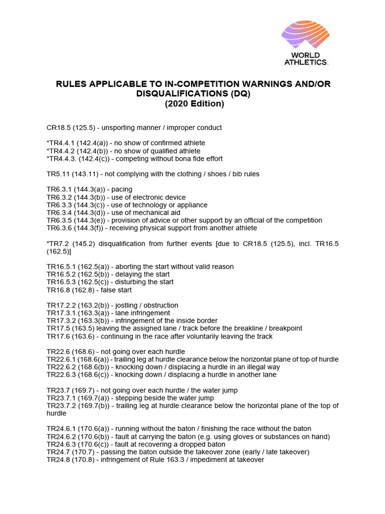 In-Competition Disqualification Rules | PDF | Sports