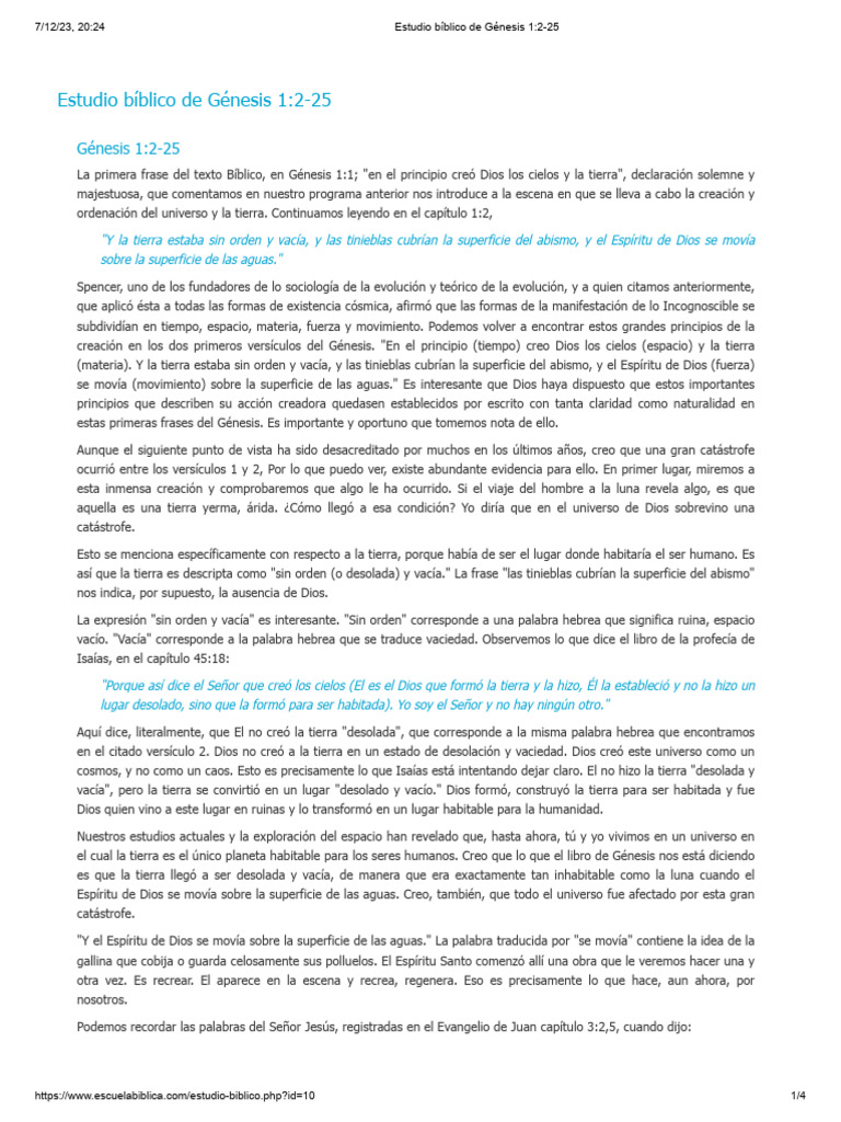 Estudio Bíblico de Génesis 1 - 2-25 | PDF
