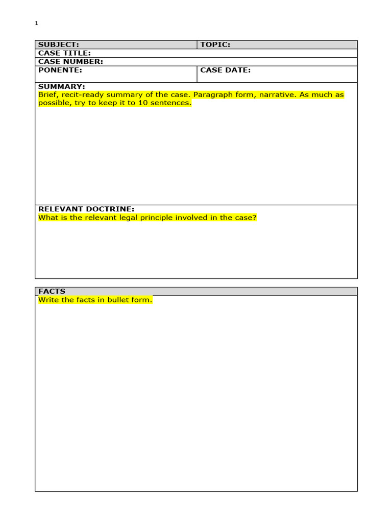 Case Digest Template | PDF