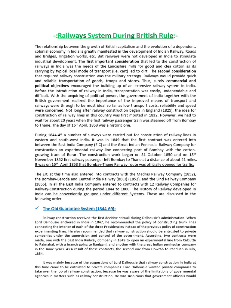 Railways System During British Rule | PDF | Rail Transport | Interest