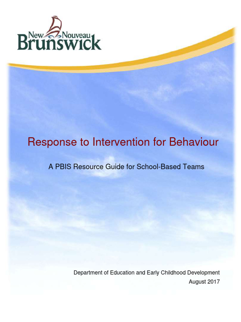 Response To Intervention For Behaviour - A PBIS Guide | PDF