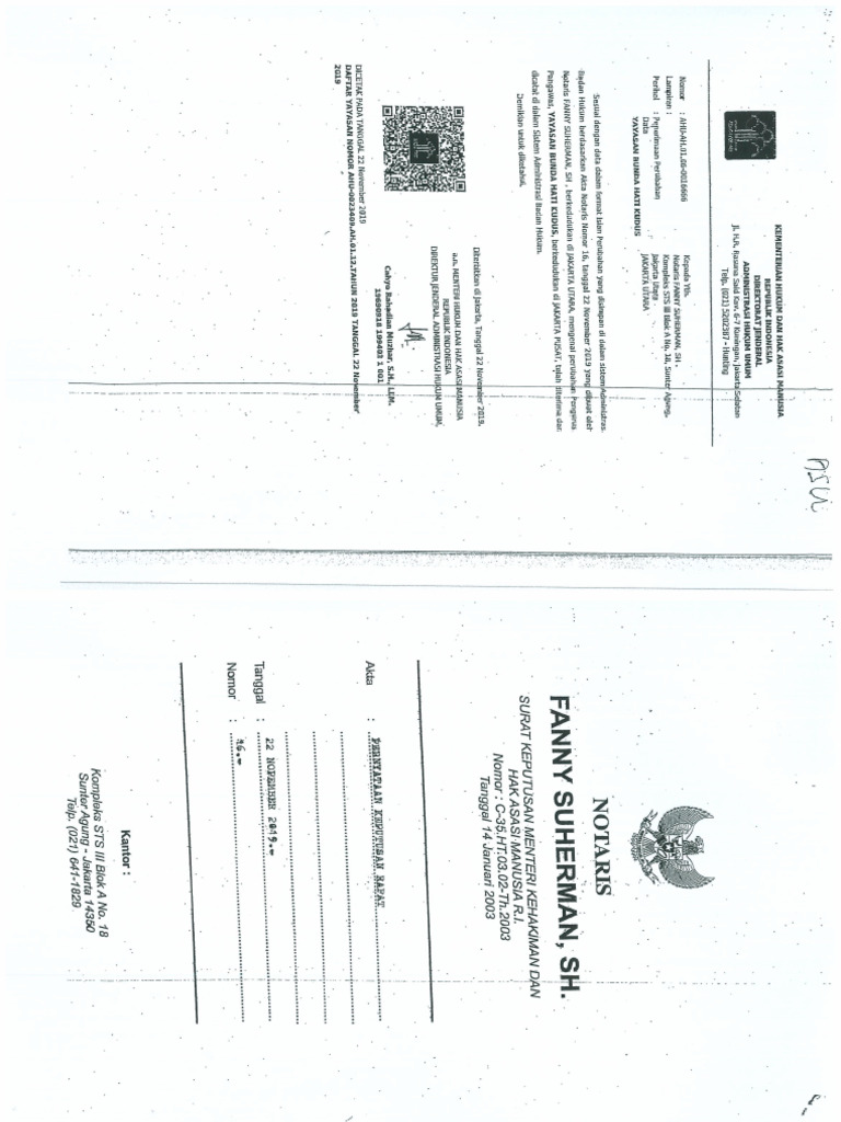 03-Akta Perubahan No 1 TGL 22 Nov 2019 Notaris Fanny Suherman SH | PDF