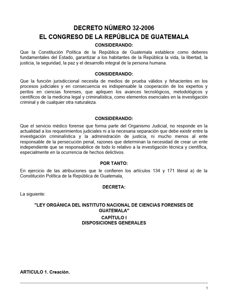 Ley Organica Del Inacif Decreto Del Congreso 32-2006 (Con Reformas ...