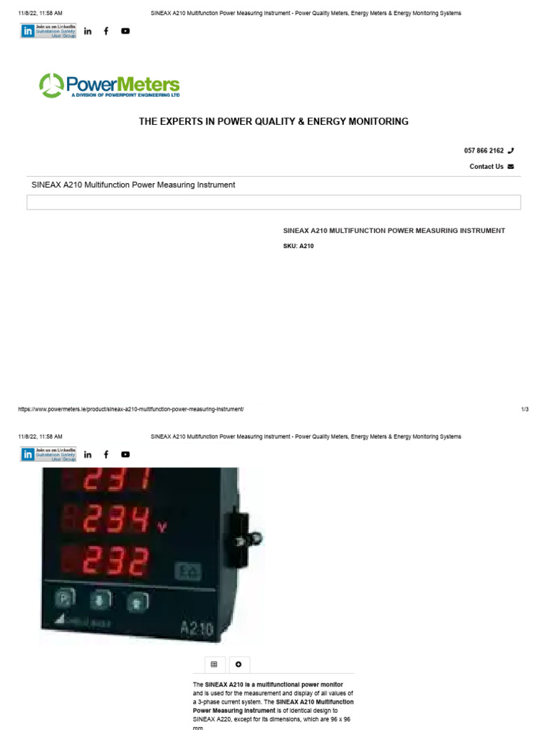 SINEAX A210 Multifunction Power Measuring Instrument - Power Quality ...