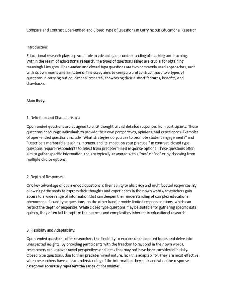 Open vs. Closed Questions in Research | PDF | Question | Cognition