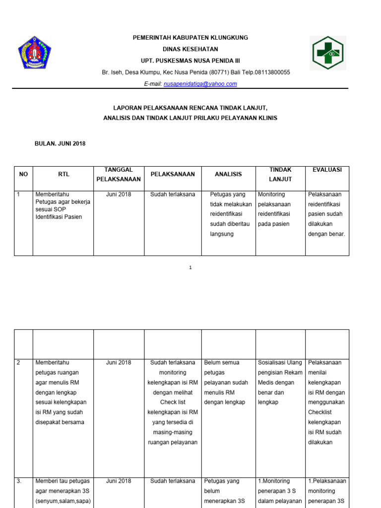 Juni 18 PDCA PELAKSANAAN RENCANA TINDAK LANJUT | PDF