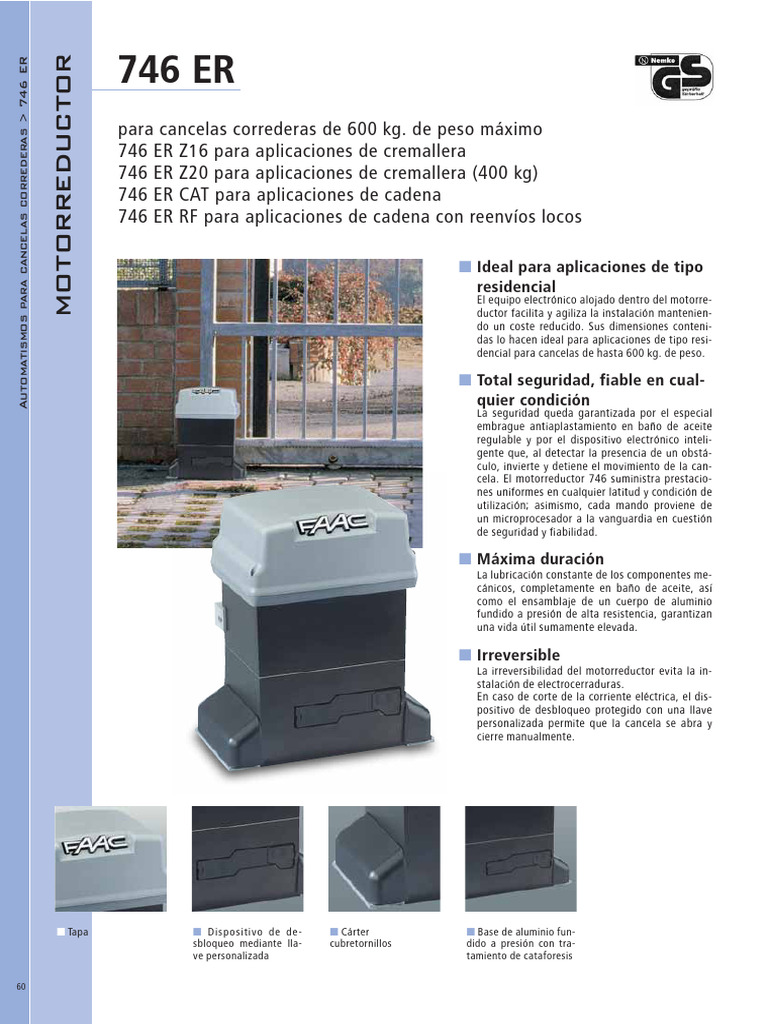 catalogo_motor faac 746- globaltecno | PDF | Ingenieria Eléctrica ...
