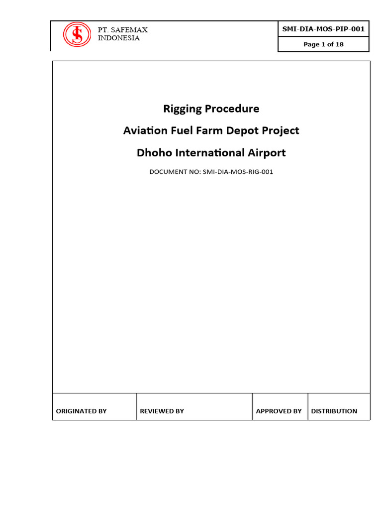 Rigging Procedure for Aviation Fuel | PDF | Crane (Machine) | Elevator