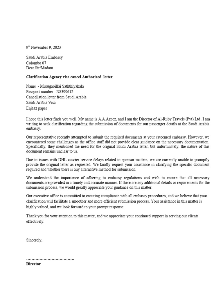 Saudi Embassy Letter - Copy | PDF