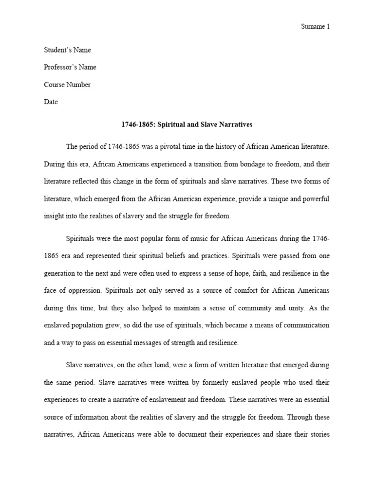 African American Literature (Spiritual, Slave Narratives) | PDF ...