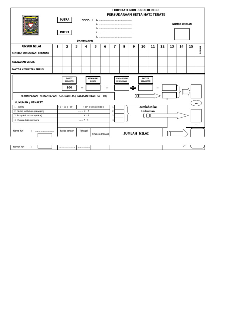 Form Penilaian Jurus Beregu Terate | PDF