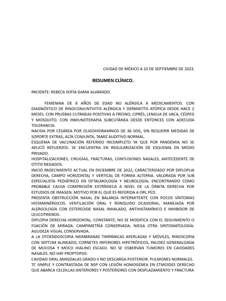 Formato Resumen Clinico | Descargar gratis PDF | Epidemiología | Medicina