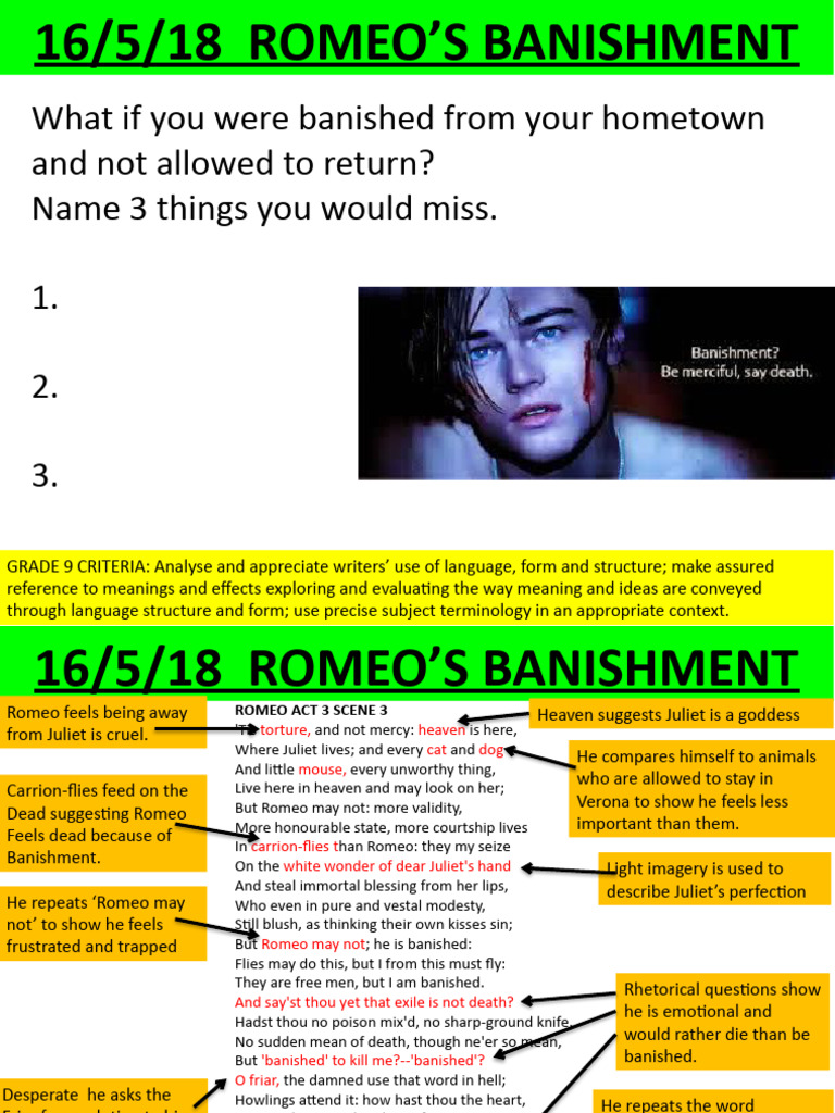Lesson 18 Romeo - S Banishment Act 3 Scene 3 | PDF