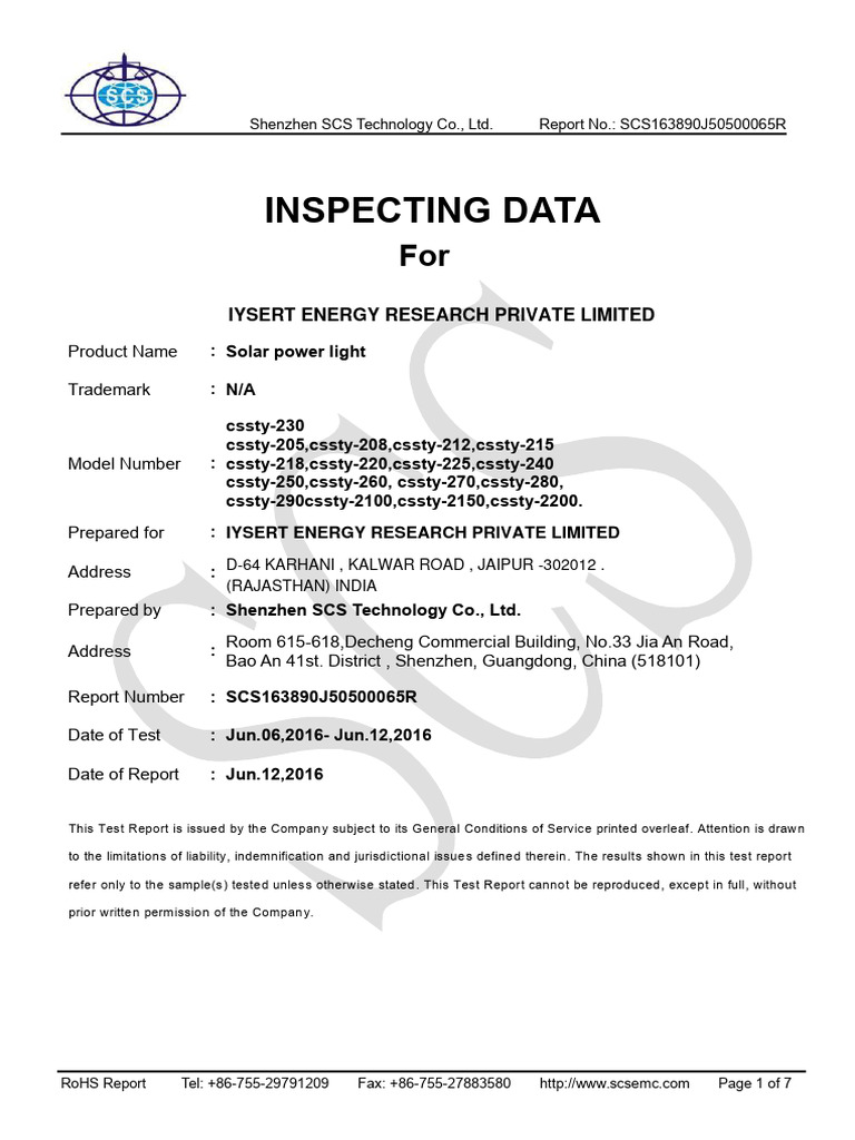 RoHS Test Report | PDF | Physical Sciences | Electrical Engineering