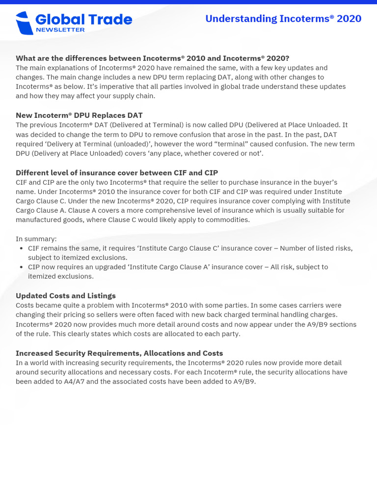 INCOTERM 2020 - Part2 | Download Free PDF | Letter Of Credit | Cargo