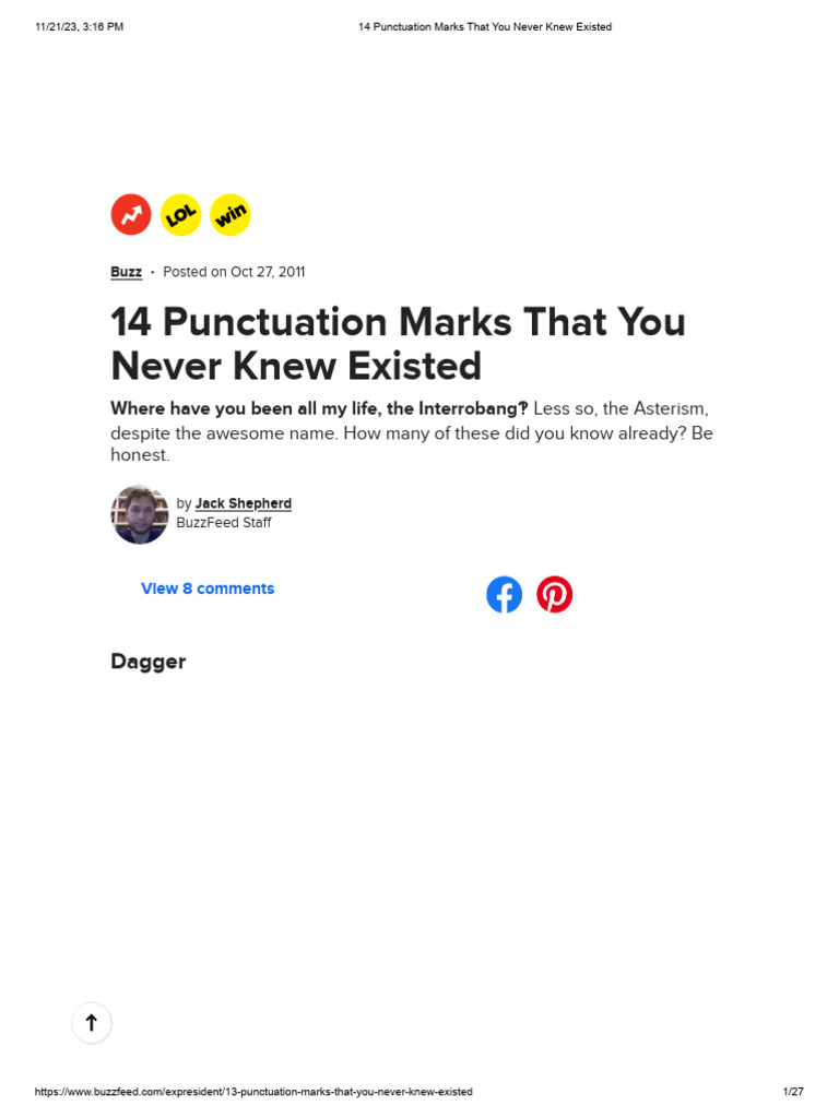 14 Punctuation Marks That You Never Knew Existed | PDF | Punctuation | Text
