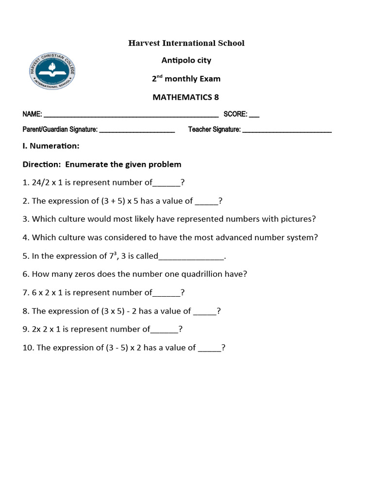 Mathematics 8 2ndme.e R. Catampongan | PDF | Factorization | Number Theory