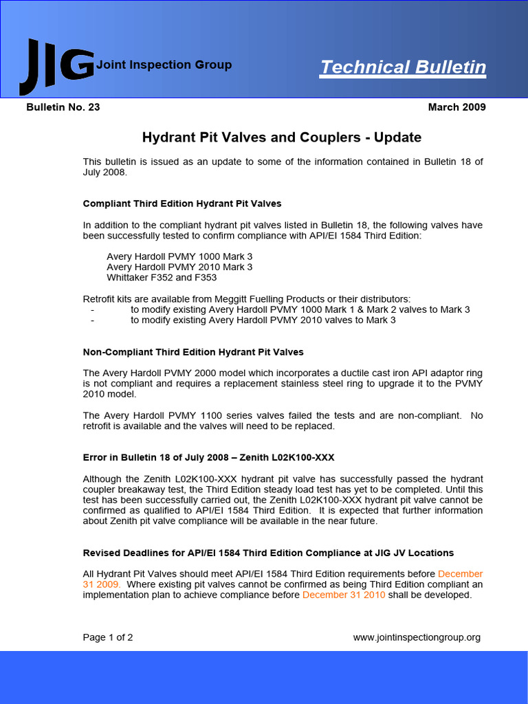 Bulletin-23-Hydrant-Pit-Valves-and-Couplers-March-2009 | PDF