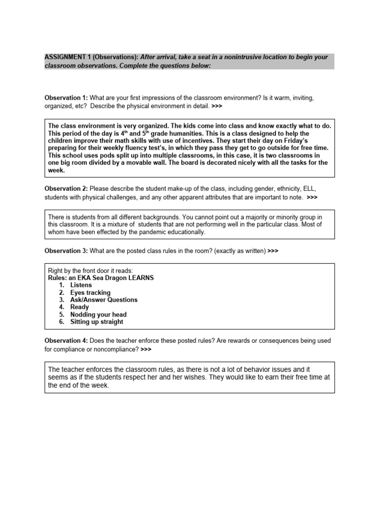 Assignment 1 Observations - 1 | PDF