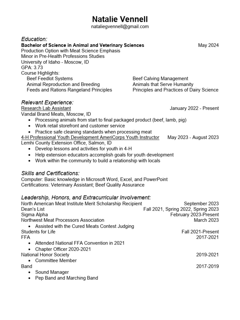 Natalie Vennell: Education | PDF | Wellness