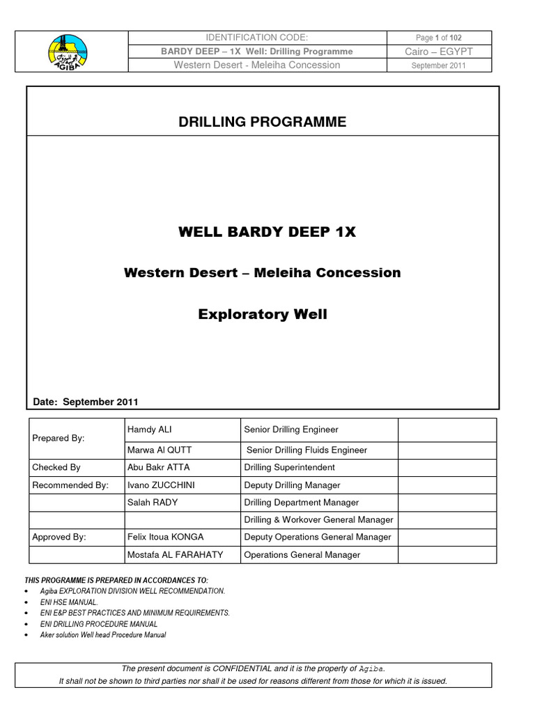 Bardy Deep - 1X Drilling Program | PDF