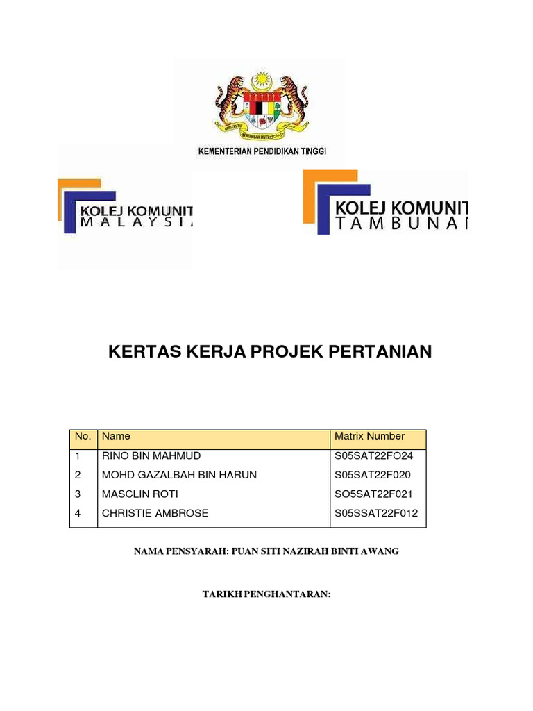 Kertas Kerja Projek Pertanian Rino Ahaay | PDF