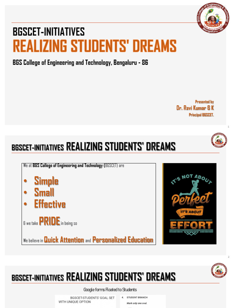 BGSCET Initiatives Realizing Student Dreams 9-5-2023 v2 | PDF ...