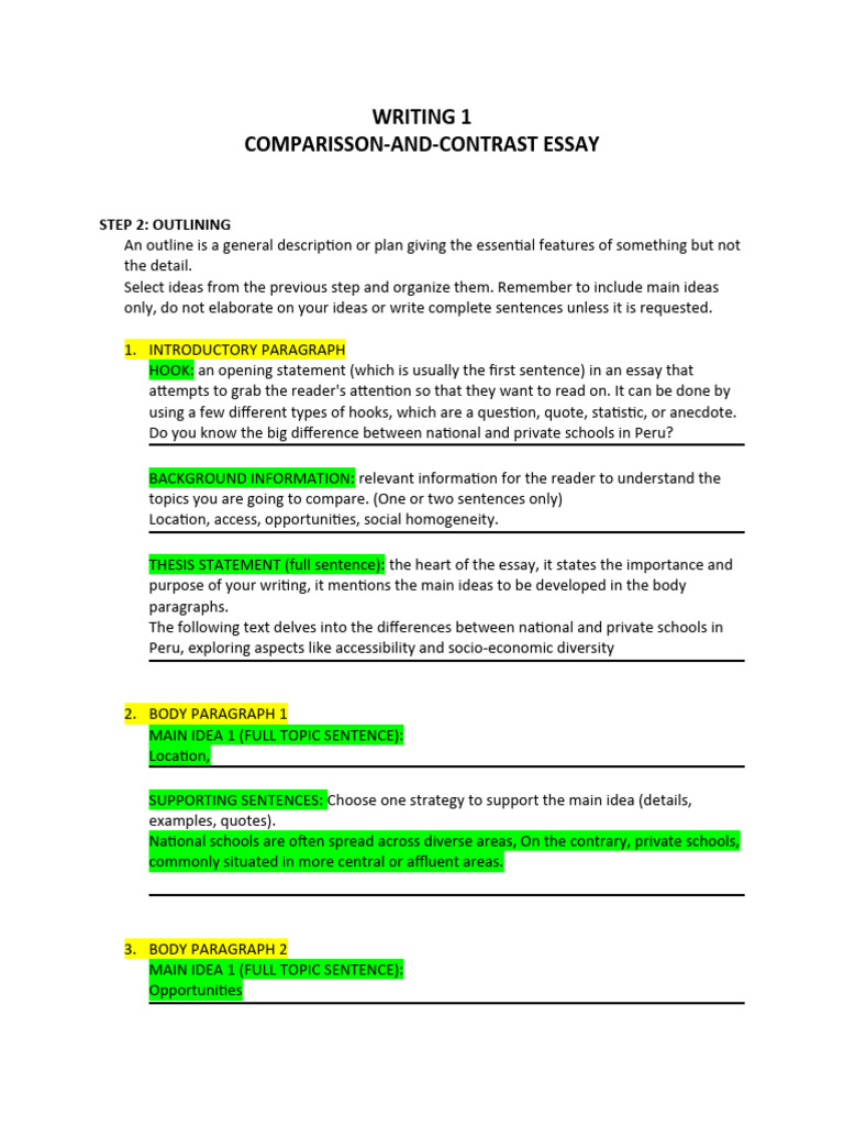 Writing 1 - Step 2 Outlining | PDF | Career & Growth