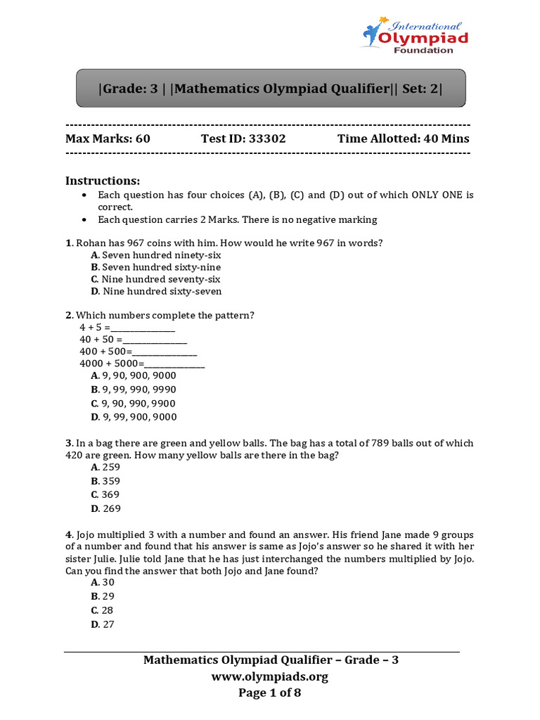 Grade 3 Math | PDF | Mathematics