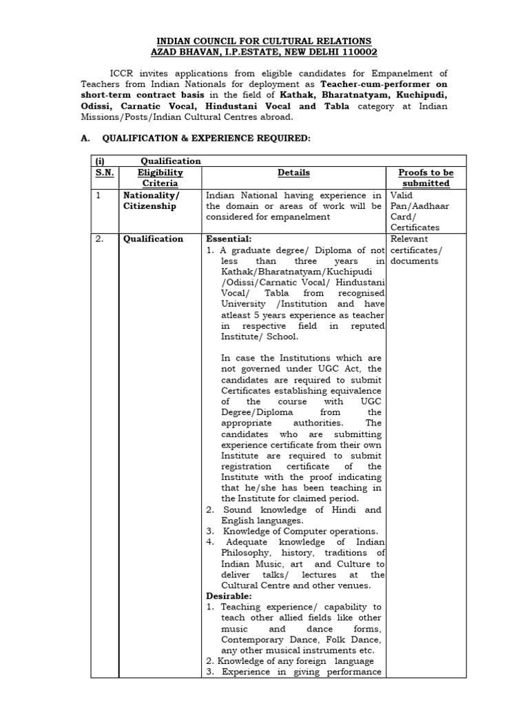 AdvertisementforPerformingArts | PDF | Diploma | Doctor Of Philosophy