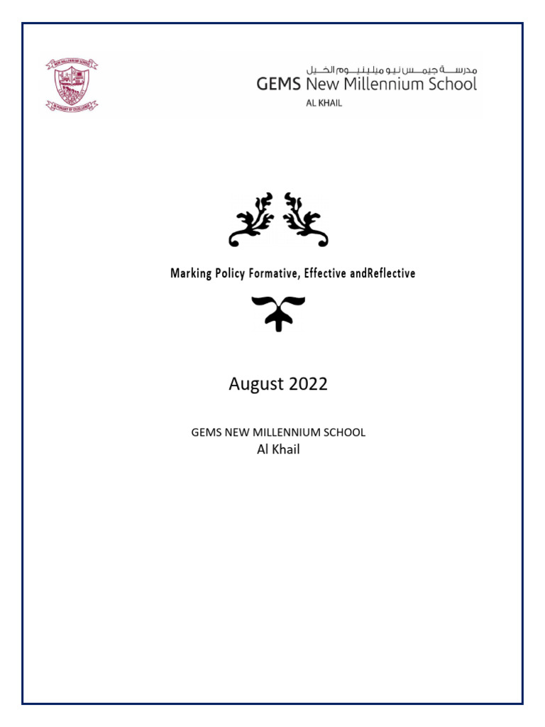 1) Marking Policy at NMS - Aug 2022 | PDF | Teachers | Learning