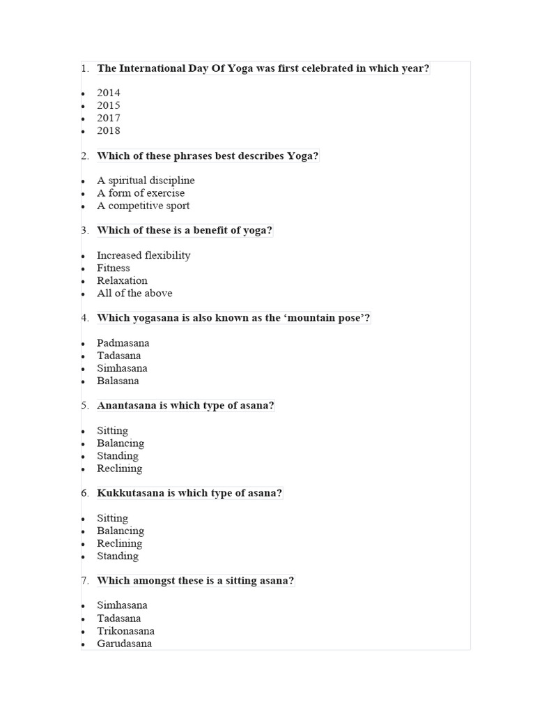 Yoga Question | PDF | Asana | Nondualism