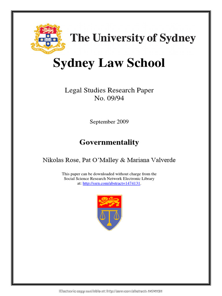 Governmentality by Nikolas Rose, Pat O’Malley & Mariana Valverde (2009 ...