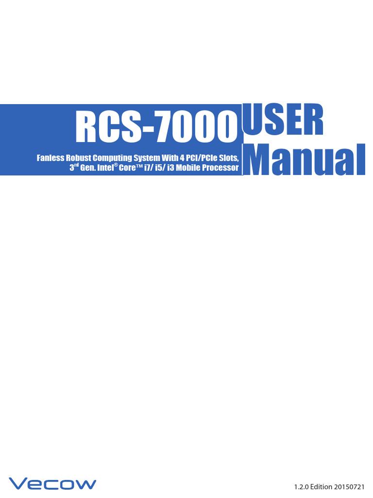 RCS-7000+series+User+Manual+V1 2 | PDF | Usb | Solid State Drive