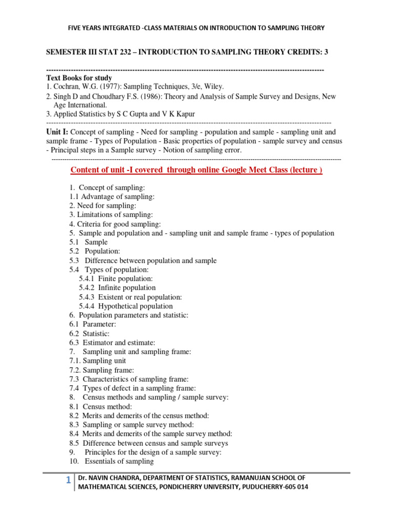 Concept Of Sampling Pdf Estimator Sampling Statistics