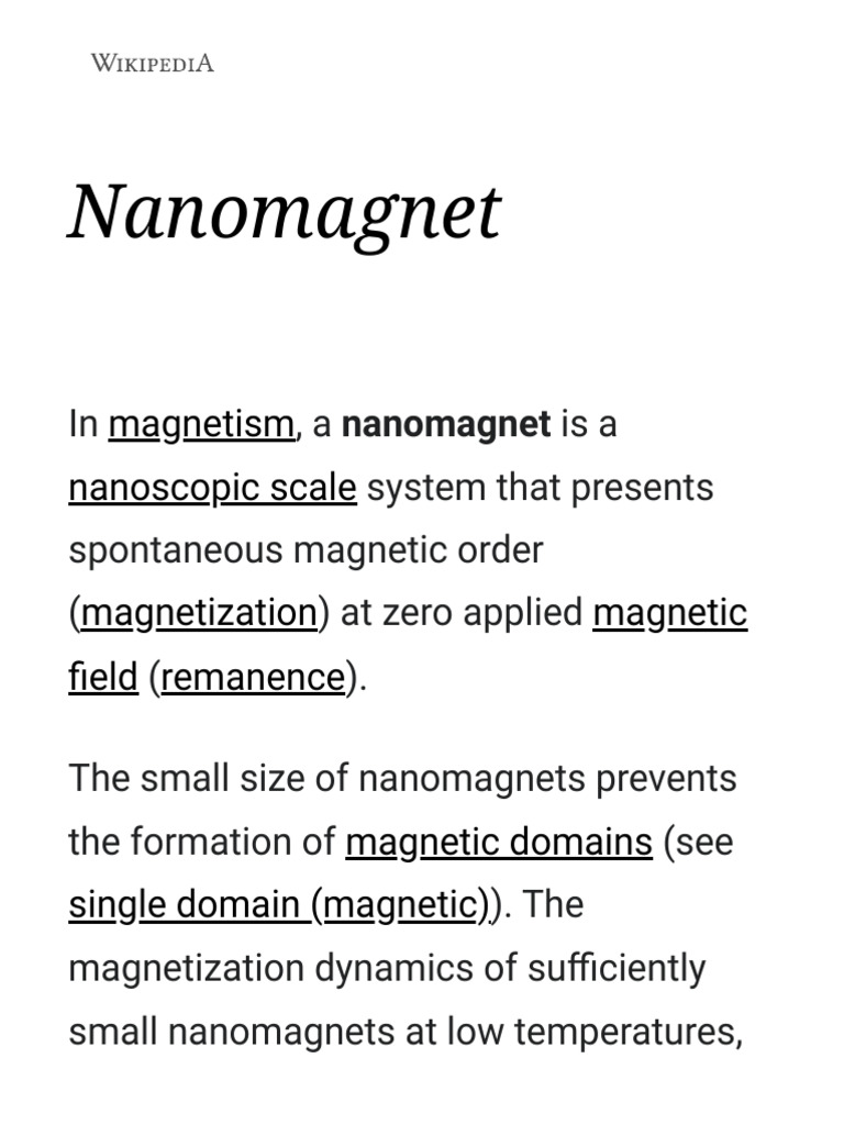Nanomagnet - Wikipedia | PDF | Electrical Engineering | Magnetism