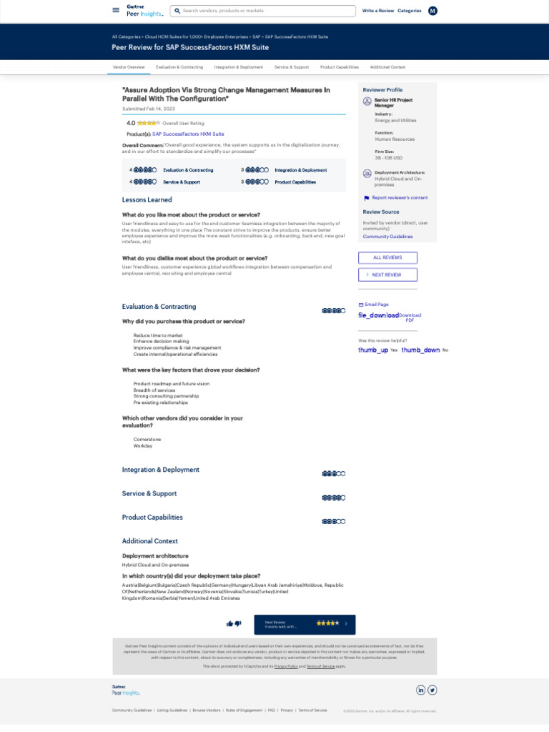 Review Cloud Hcm Suites For 1 000 Employee Enterprises Sap Sap Successfactors Hxm Suite