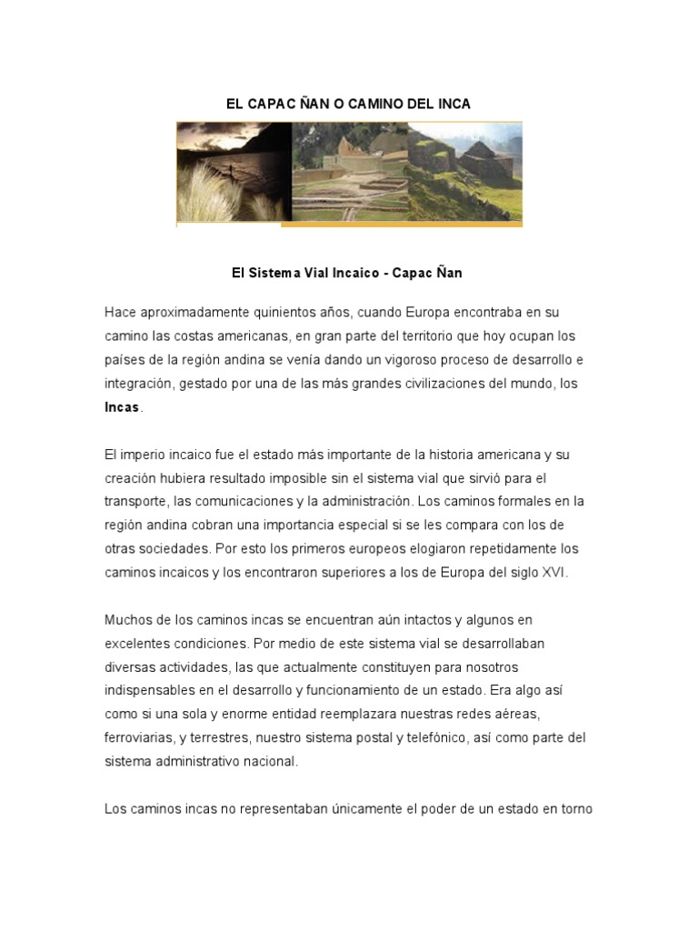 Importancia del Capac Ñan Incaico | PDF | Imperio Inca | Andes