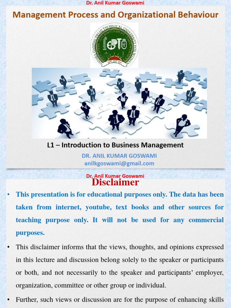 AKG - MPOB - L1 Principles of Management - Unit 1 | PDF | Employment ...