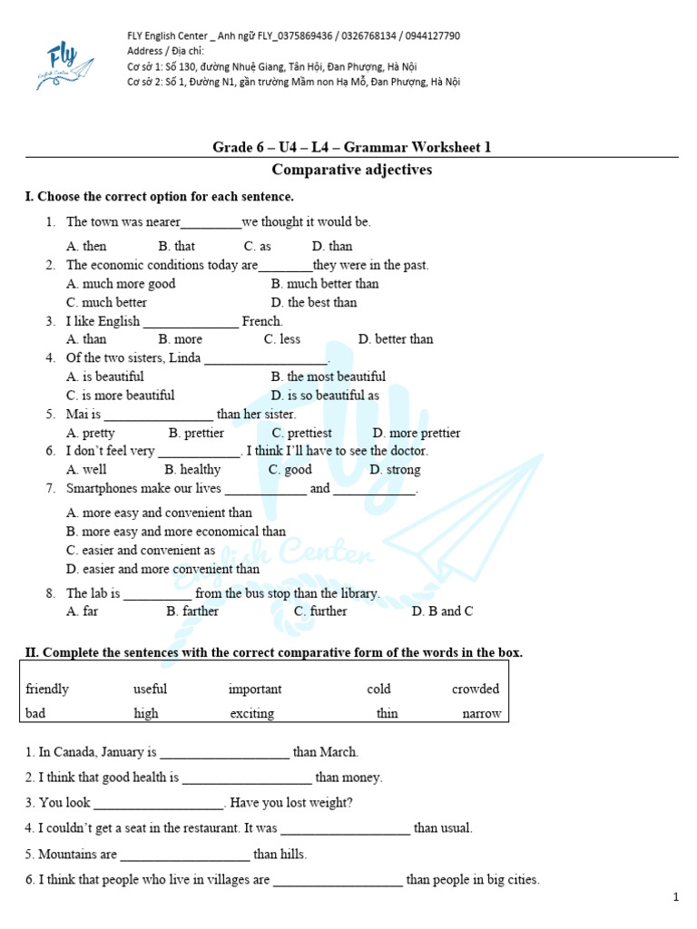 G6 U4 L4 Grammar-Worksheet-1 | PDF | Languages | Foreign Language Studies