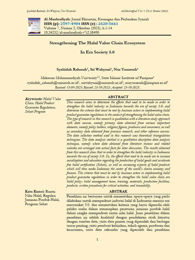 Strengthening Indonesia's Halal Value Chain | PDF | Qualitative ...