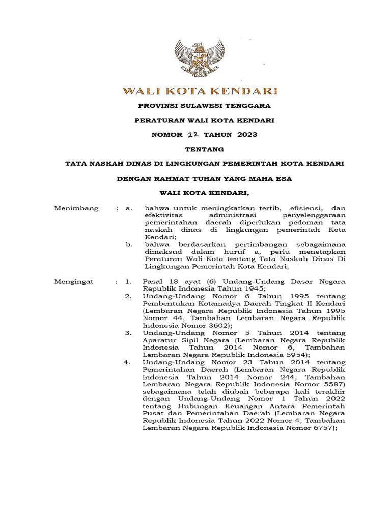 ##Draf Perwali TND Tahun 2023 Ok | PDF