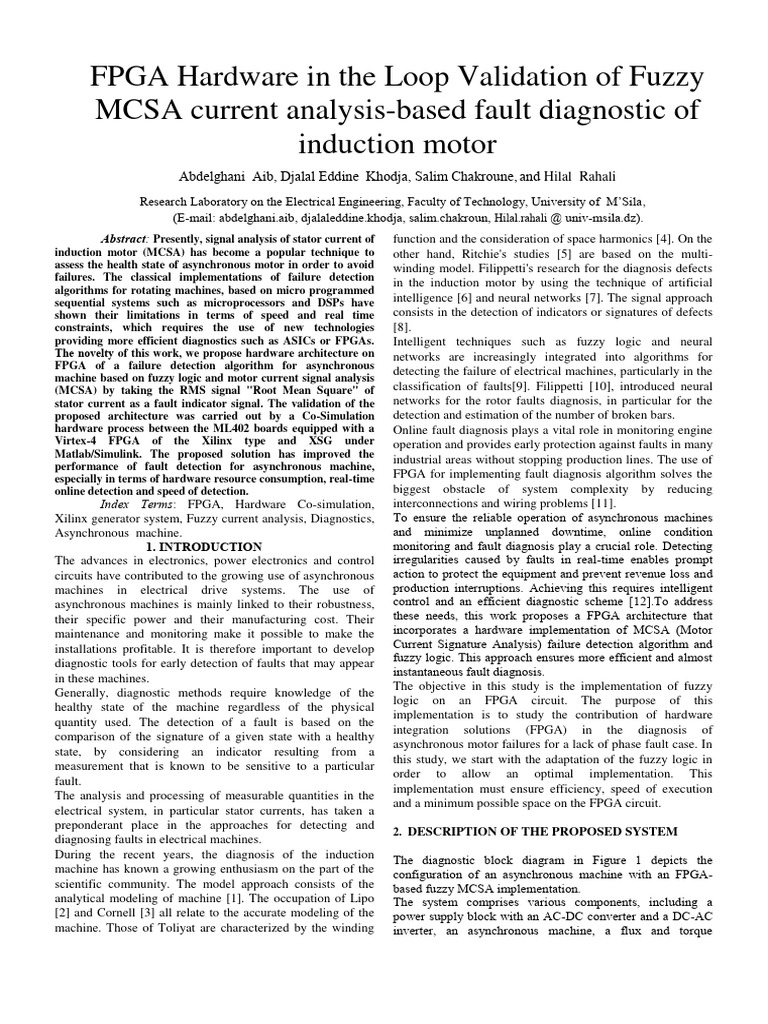 Aib Fuzzy Mcsa Fpga Pdf Field Programmable Gate Array Fuzzy Logic