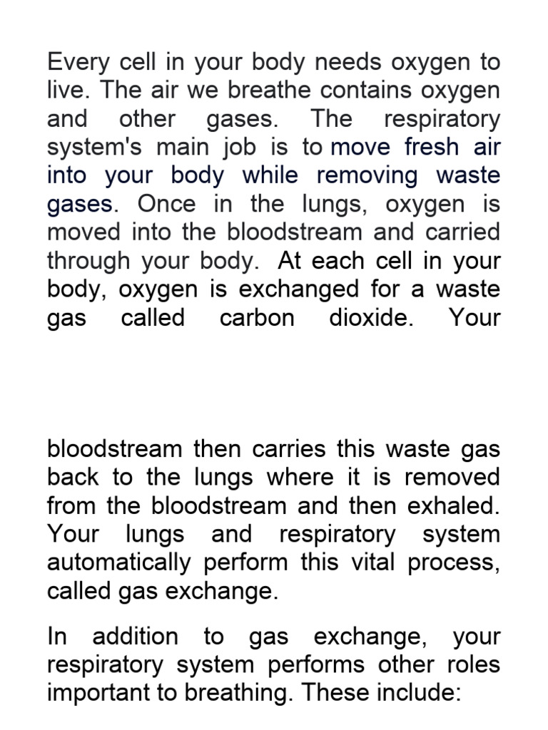 Every Cell in Your Body Needs Oxygen To Live | PDF | Lung | Respiratory ...