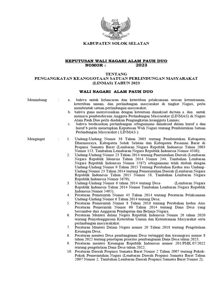 Contoh SK LINMAS | PDF
