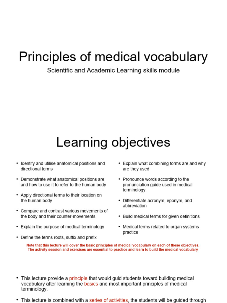 Medical Vocabulary Principles Guide | PDF | Clinical Medicine | Medicine