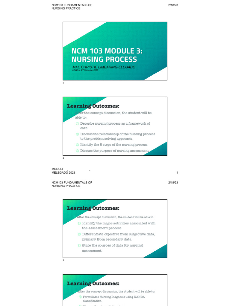 Module 3 Nursing Process | PDF | Nursing | Critical Thinking