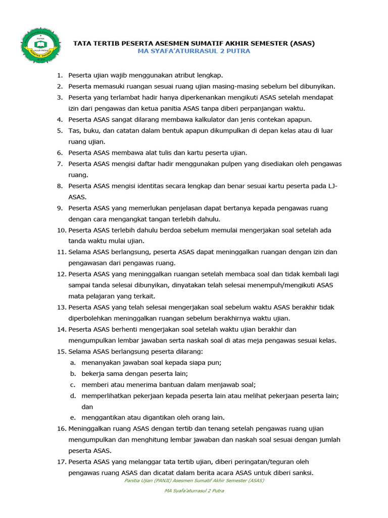 Tata Tertib Peserta Asas Ma | PDF