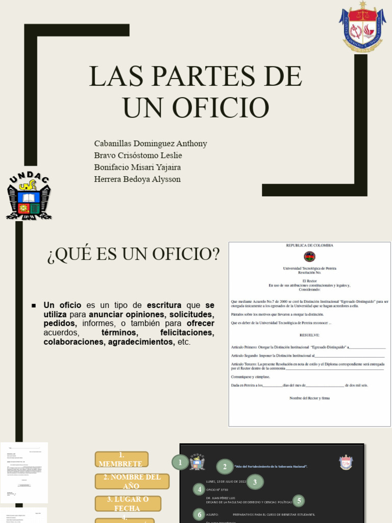Las partes de un oficio | PDF